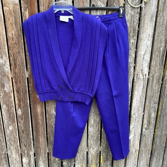 Russ | Pants & Jumpsuits | Vintage Russ Sweater Vest Pants Set Royal ...